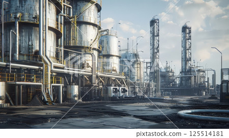 Crude Oil Distillation Facility. An Industrial... - Stock Illustration ...