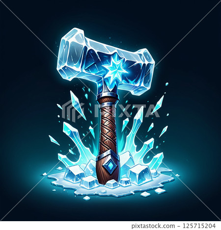 Ice hammer striking frozen ground with shards...-插圖素材 [125715204] - PIXTA圖庫