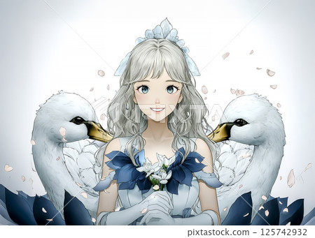 Smiling swan fairy illustration material - Stock Illustration ...