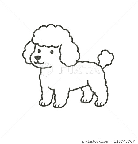 Toy poodle line drawing illustration, icon,... - Stock Illustration ...