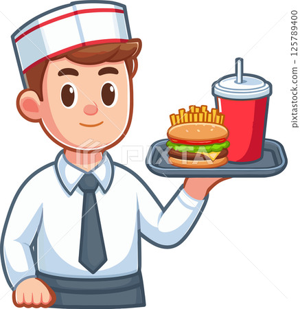 Illustration of a fast food clerk - Stock Illustration [125789400] - PIXTA