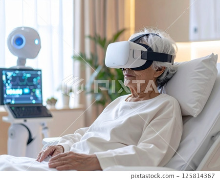 Elderly people receiving remote medical care... - Stock Illustration ...