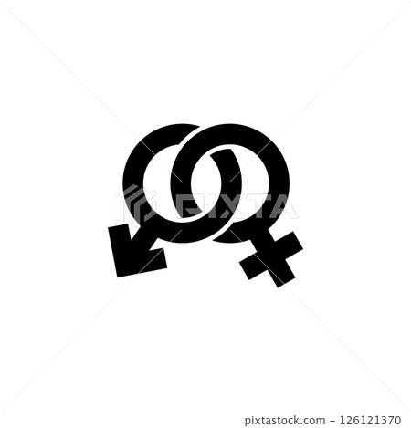 Simple black vector icon of interlocked male... - Stock Illustration ...