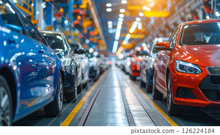 Automobile factory generation AI background - Stock Illustration ...