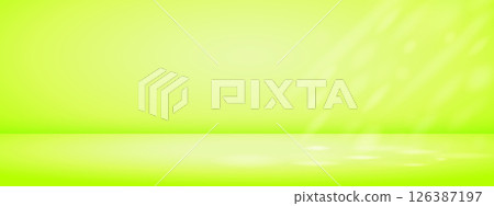 Green studio room with sun rays. Limbo light...-插圖素材 [126387197] - PIXTA圖庫