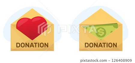Donation envelope. Letter with heart and money.... - Stock Illustration ...