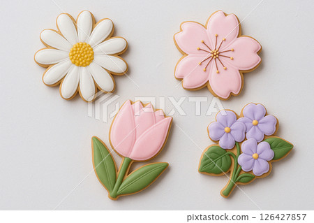 Icing cookies x spring flowers - Stock Illustration [126427857] - PIXTA