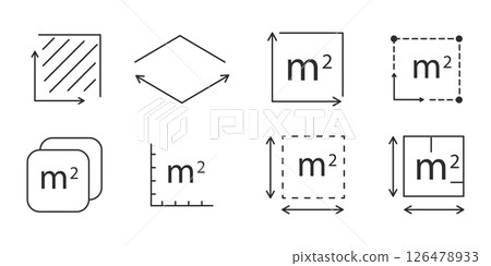Square meter icon line quantity area, m2... - Stock Illustration ...