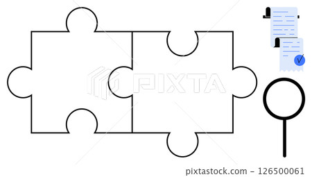 Two interconnected puzzle pieces, a checklist... - Stock Illustration ...