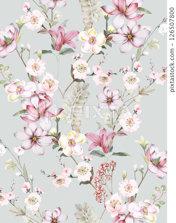 Exquisite Hand Rendered Flower Scroll Pattern...-插圖素材 [126507800] - PIXTA圖庫