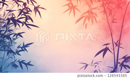 Silhouette of bamboo leaves on a fading background - Stock Illustration ...