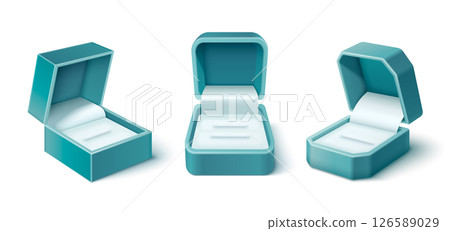 Set of open teal jewelry gift boxes - Stock Illustration [126589029 ...
