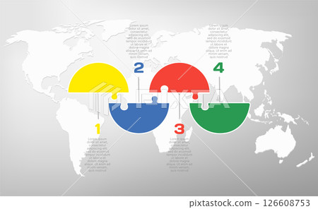 Four steps line infographic, puzzle diagram - Stock Illustration ...