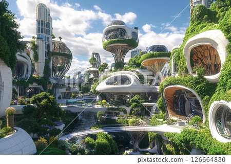 Exploring a futuristic city with bionic... - Stock Illustration ...