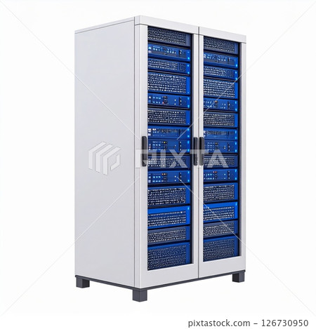 White Server Rack with Blue Internal Lighting - Stock Illustration ...