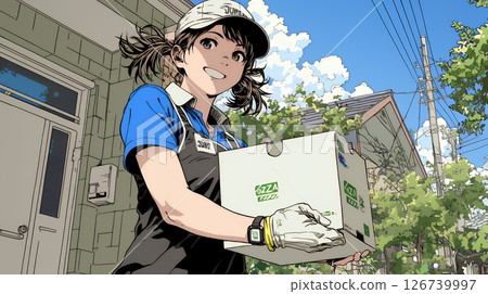 Young female delivery driver - Stock Illustration [126739997] - PIXTA