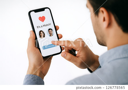 A man's fingertip operating the matchmaking screen - Stock Illustration ...