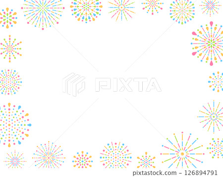 Colorful dot and line fireworks frame - Stock Illustration [126894791 ...