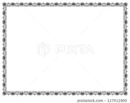 Palmette and flower frame, rectangular, thin - Stock Illustration ...