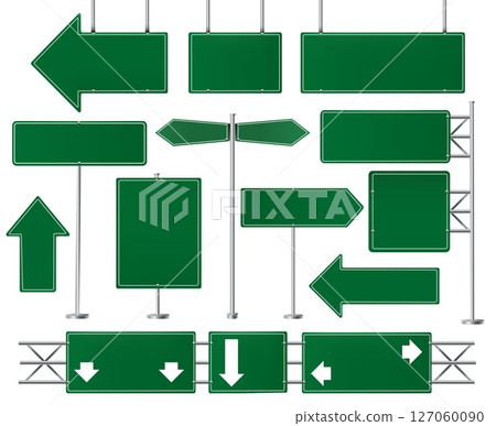 Green road signs - Stock Illustration [127060090] - PIXTA