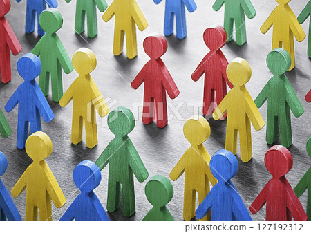 Colorful people icons standing randomly Diversity - Stock Illustration ...