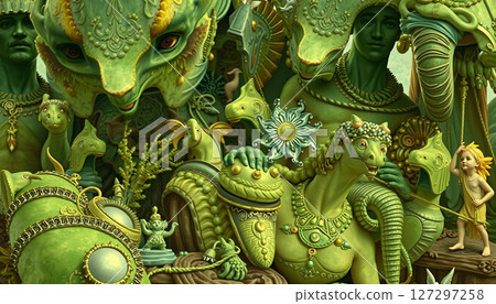 Ornate Mythical Creatures' Sanctuary - Stock Illustration [127297258] - PIXTA