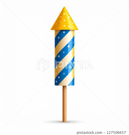 Blue and Yellow Striped Firecracker Rocket on... - Stock Illustration ...