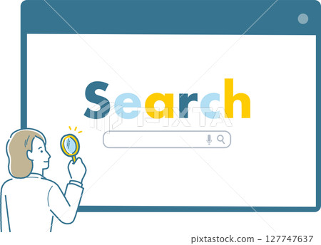A female person trying to search - Stock Illustration [127747637] - PIXTA