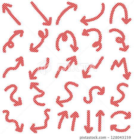 Red dotted hand drawn arrows set on transparent... - Stock Illustration ...