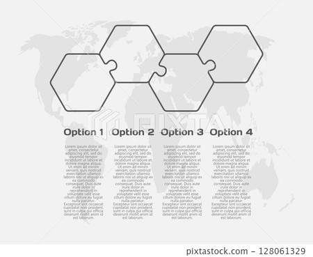 Four steps line infographic, puzzle diagram-插圖素材 [128061329] - PIXTA圖庫