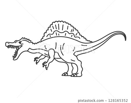 Illustration of the dinosaur Spinosaurus (line... - Stock Illustration ...