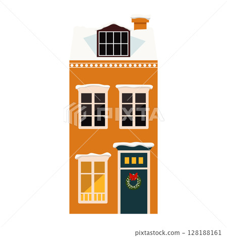 Charming and Inviting Orange House Illustration...-插圖素材 [128188161 ...