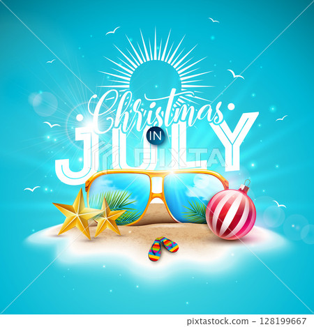 Christmas in July Summer Holiday Banner Design... - Stock Illustration ...
