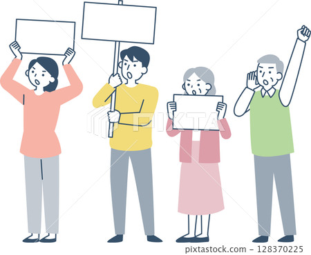 People holding placards and making a statement - Stock Illustration ...