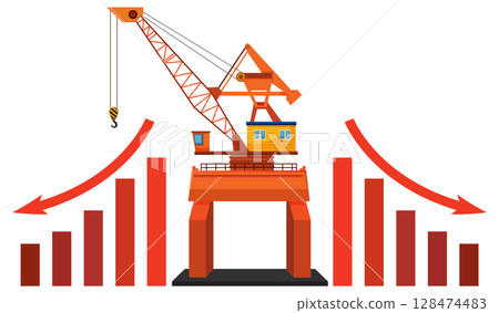 Industrial Crane with Graph Elements - Stock Illustration [128474483 ...
