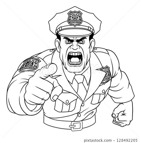 Policeman Angry Police Man Cartoon Character Cop - Stock Illustration ...