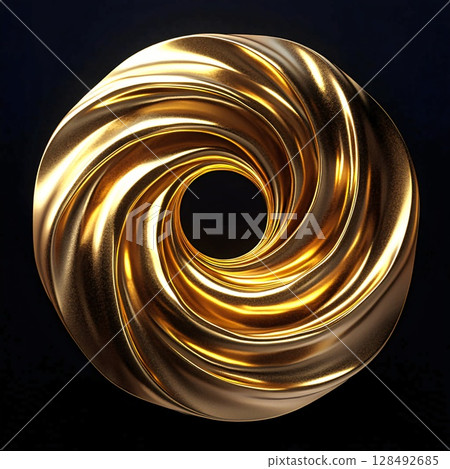 Golden Three-Dimensional Torus with Swirling... - Stock Illustration ...