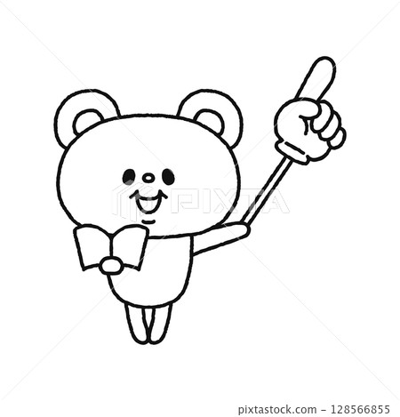 Bear with a pointing stick - line drawing - Stock Illustration ...