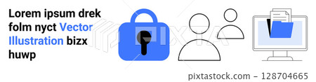 Lock icon emphasizing security, group icon... - Stock Illustration ...