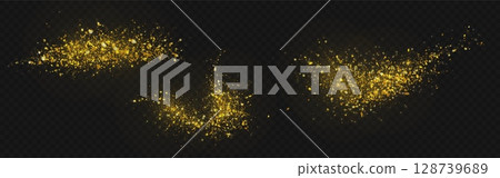 Gold dust explosions with shimmer particles - Stock Illustration ...