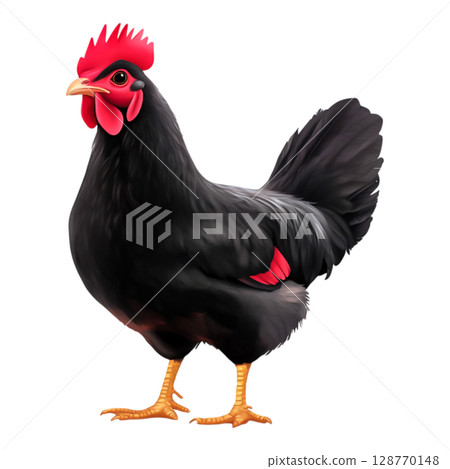 Realistic and Vibrant Black Chicken with Red... - Stock Illustration ...