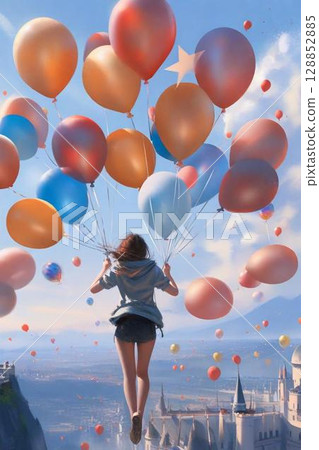 Balloon walk in the air - Stock Illustration [128852885] - PIXTA