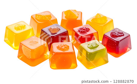 Colorful Fruit Jelly Squares with Fruit Pieces - Stock Illustration ...