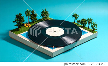 Summer Vibes Vinyl Record Display Concept - Stock Illustration ...