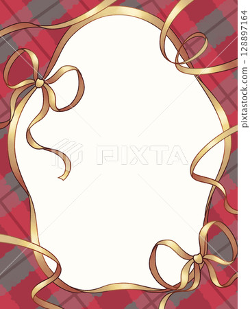 Frame with scattered ribbons - Gold and check - Stock Illustration ...