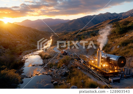Geothermal power plant generating clean energy... - Stock Illustration ...