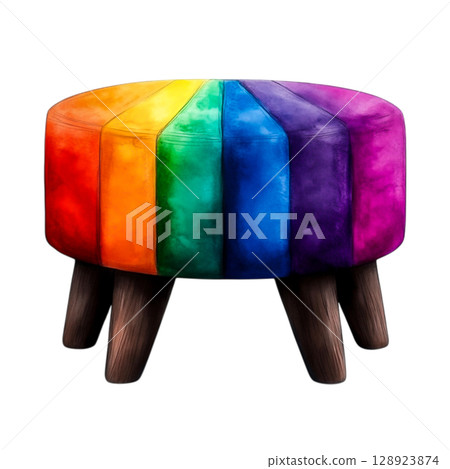Vibrant Rainbow Upholstered Stool with Colorful... - Stock Illustration ...