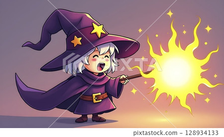Chibi Wizard Funny Spell With Shocked Face - Stock Illustration ...