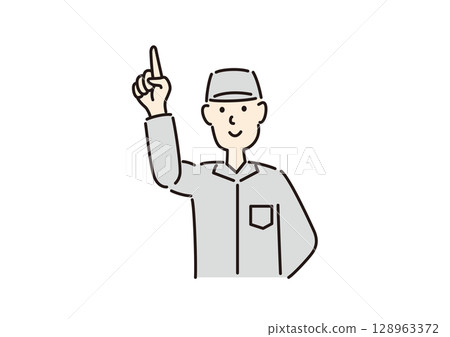 Worker pointing up - Stock Illustration [128963372] - PIXTA