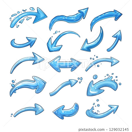 Water arrows cartoon vector set. Liquid aqua... - Stock Illustration ...